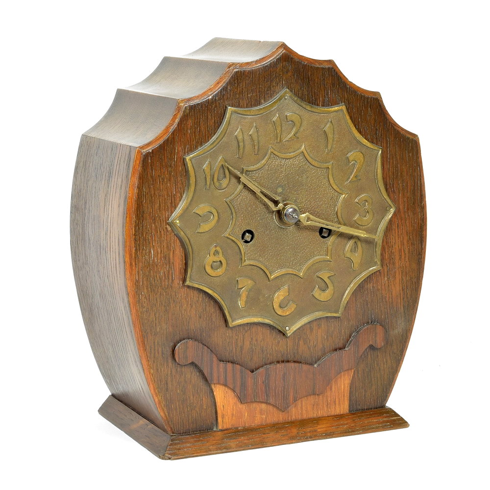 Wooden Art Deco mantle-clock with bronze - auctions & price archive